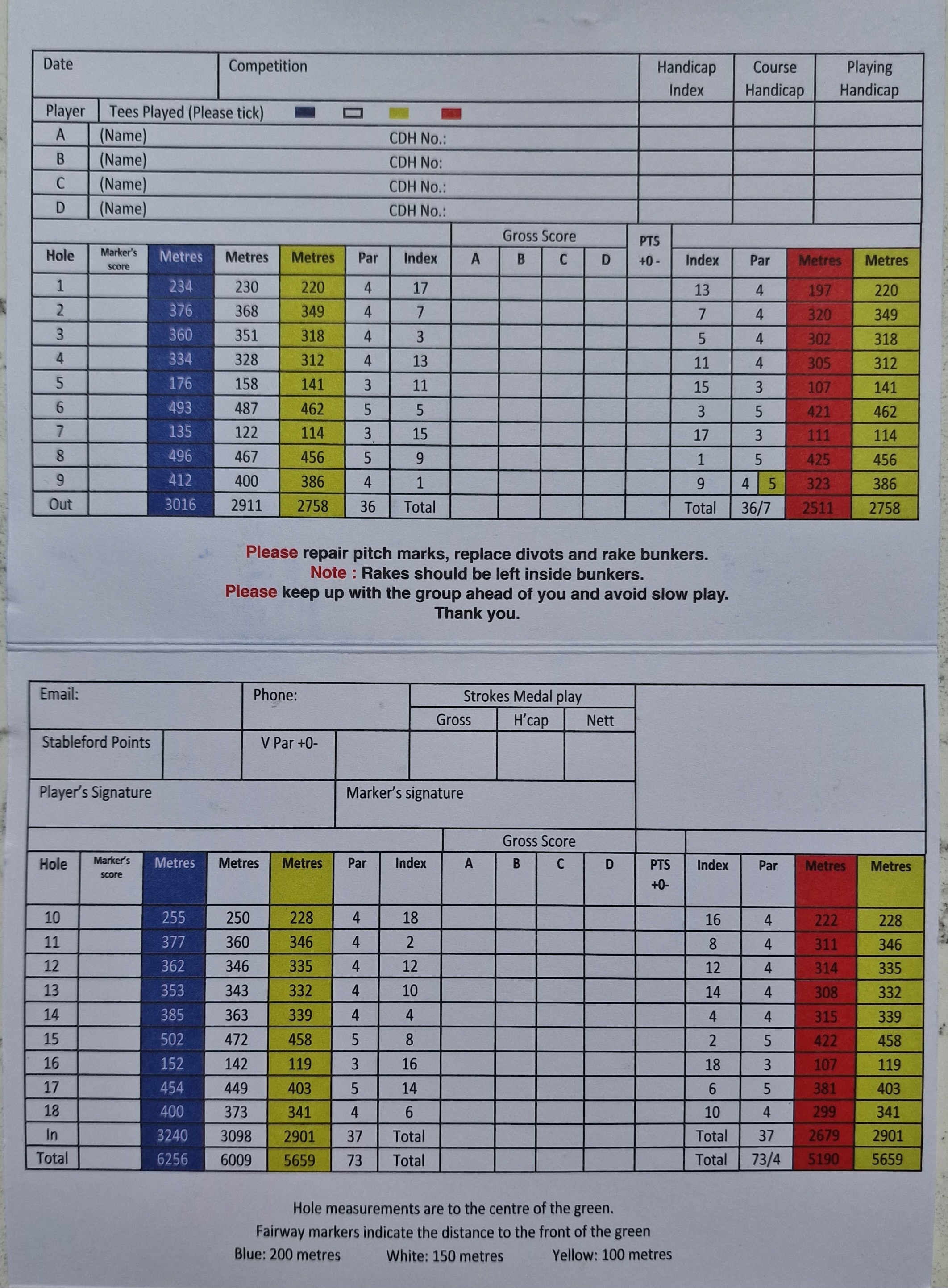 Scorecard & Local Rules - Balcarrick Golf Club